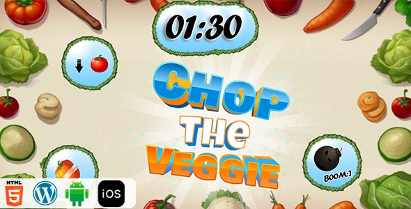 Chop The Veggie - HTML5 Construct3 Game - Nulled