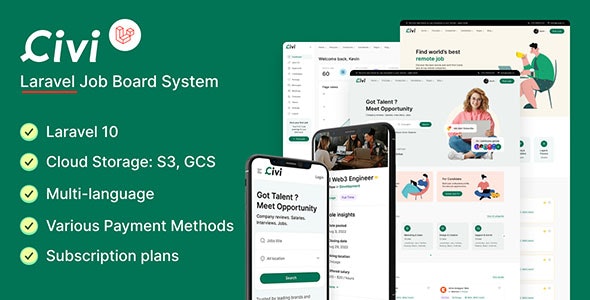 Civi - Theme for JobCore Laravel Job Board CMS - Nulled