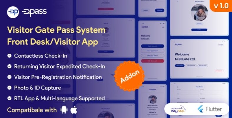QuickPass - Visitor Gate Pass System Frontdesk App/Visitor App - Nulled