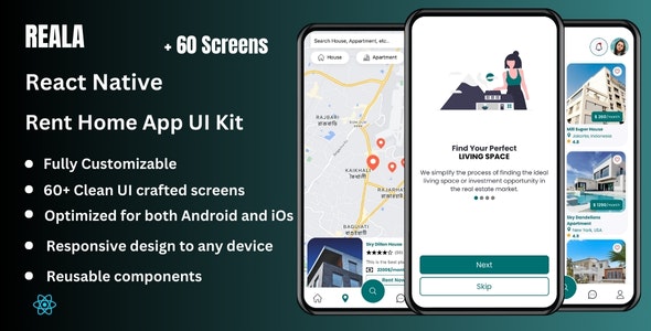 Reala - Real Estate Property Listing React Native CLI App Ui Kit - Nulled