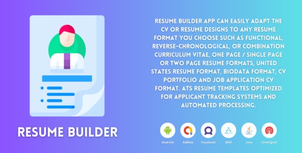 Resume Builder- CV Maker Android Source Code With Admob | Facebook ...