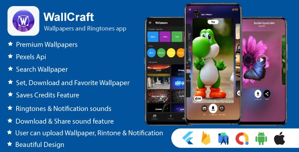WallCraft Wallpapers and Ringtones Flutter app - Nulled