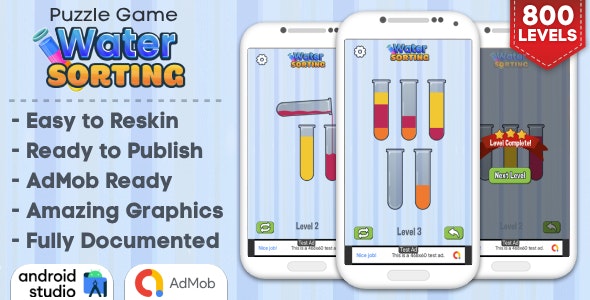 Water Sorting - Puzzle Game Android Studio Project with AdMob Ads ...