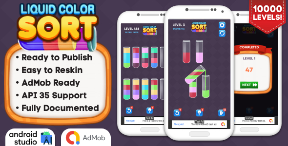 Liquid Color Sort - Puzzle Game Android Studio Project with AdMob Ads ...