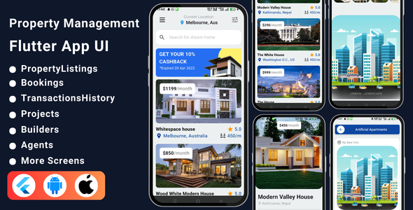 Property Management Flutter App Template | Real Estate App UI Kit - Nulled
